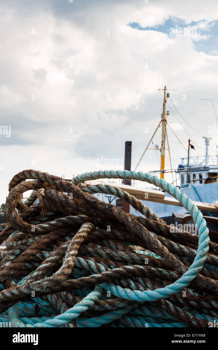 Ropes and boat in shipyard Stock Photo - Alamy