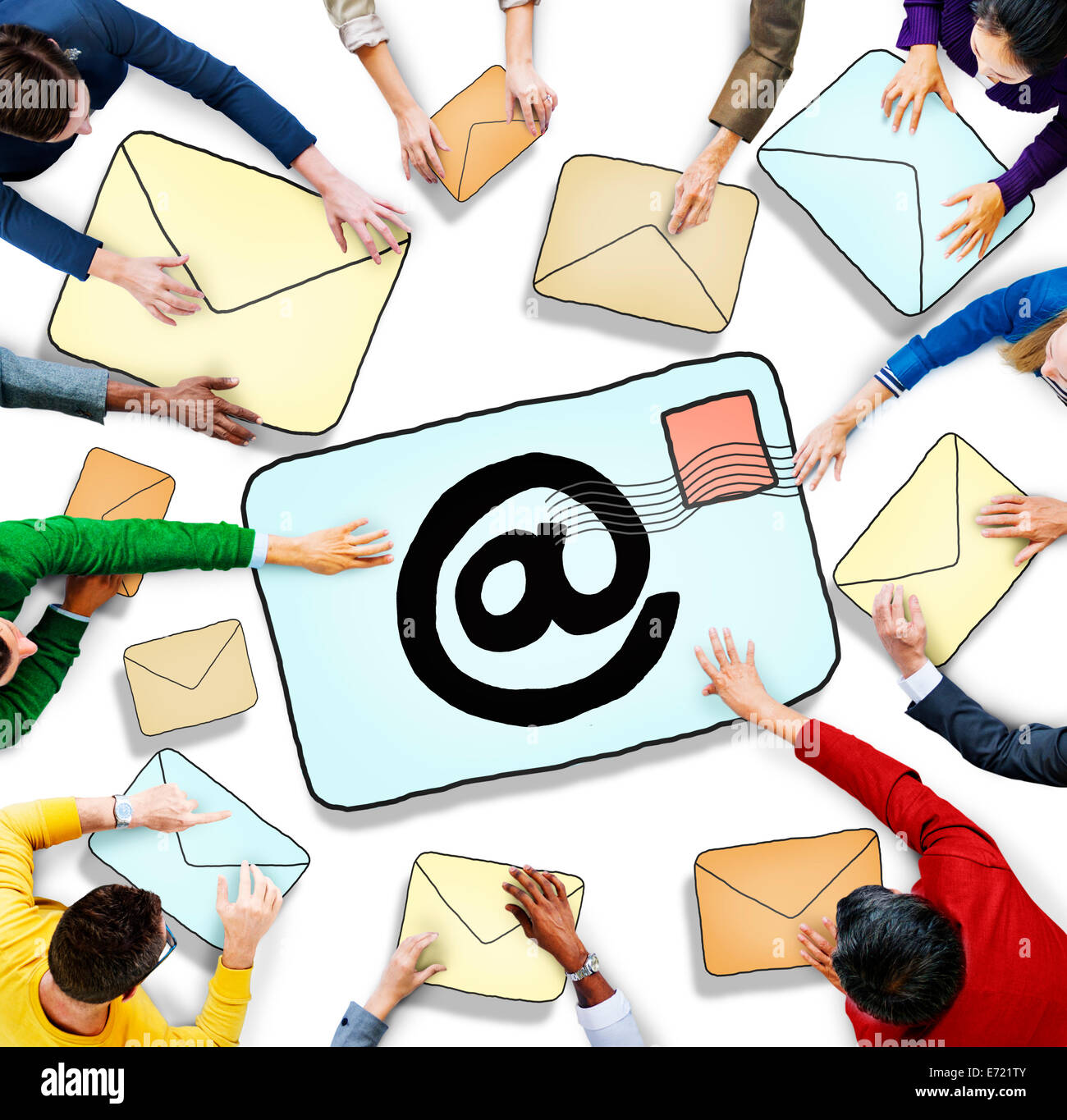 Aerial View of People and E-Mail Concept Stock Photo - Alamy