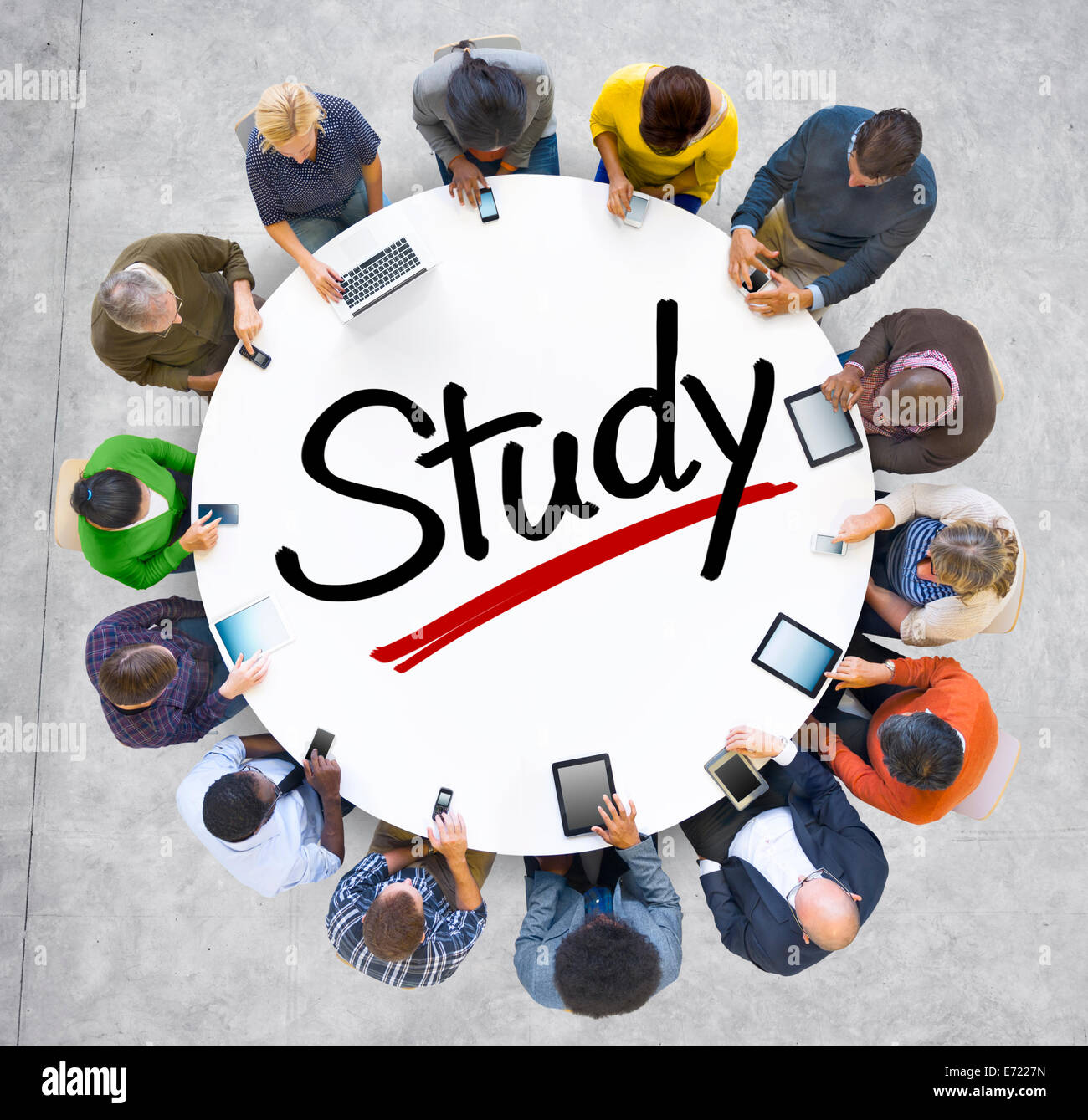 Aerial View of People and Study Concepts Stock Photo - Alamy