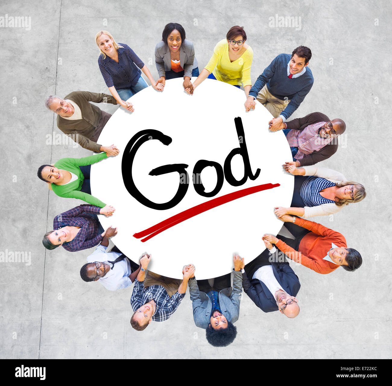 Group of People Holding Hands Around the Word God Stock Photo - Alamy