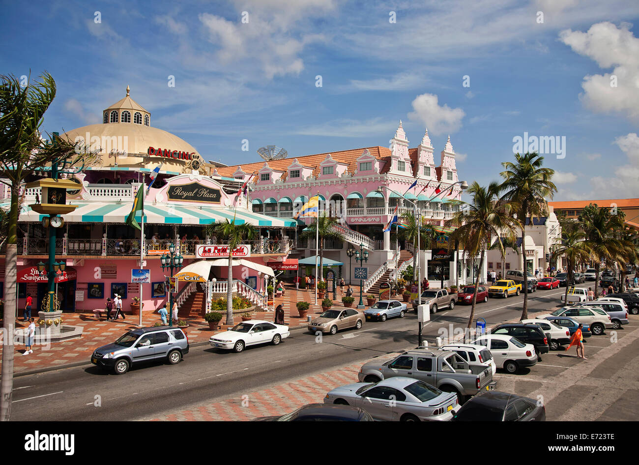 Dutch Antilles, Aruba, Oranjestad, City Centre showing colonial ...