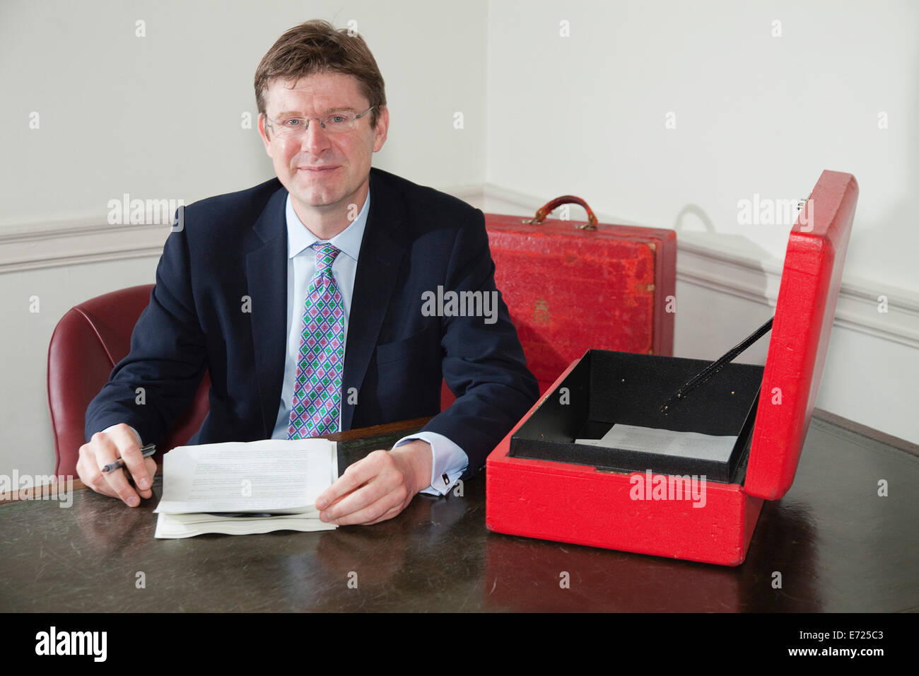 England, London, Greg Clark MP pictured at the Treasury Office with red ...