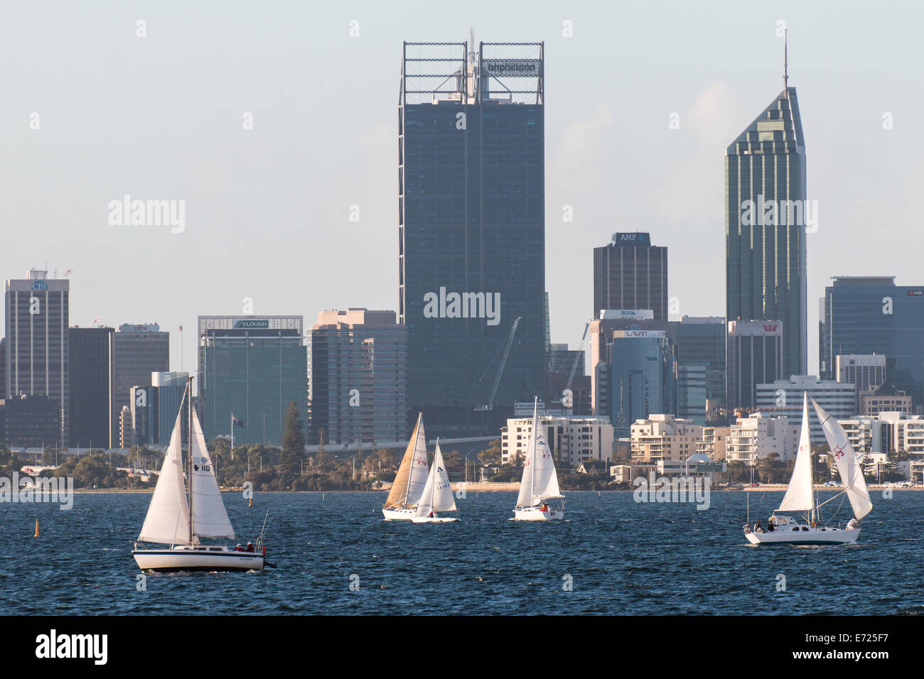 Perth skyline with sail boats Stock Photo - Alamy