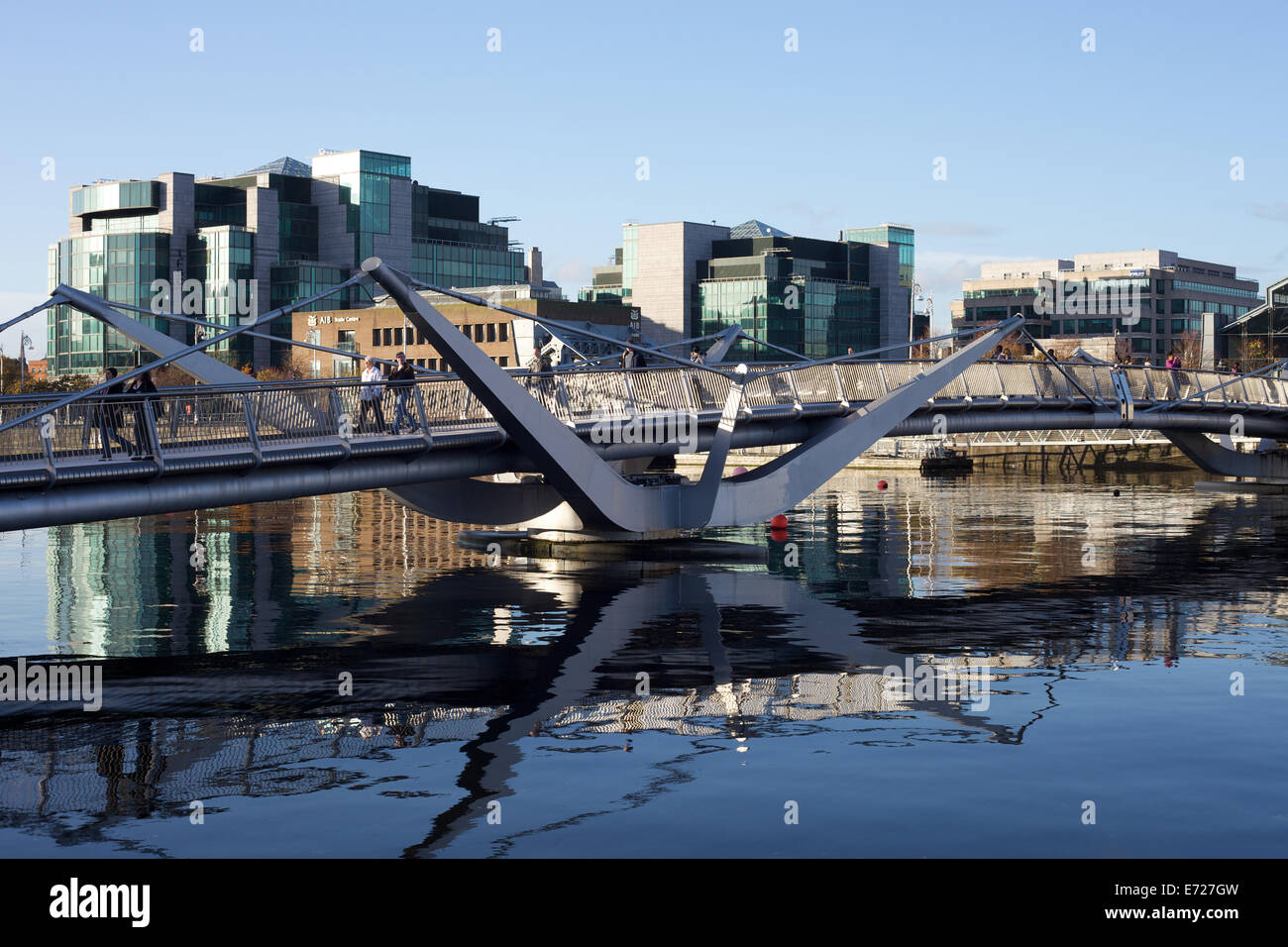 The Millennium Bridge that crosses the River Liffey in Dublin city ...