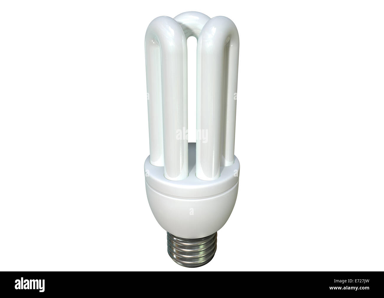 A regular fluorescent light bulb on an isolated white background Stock ...