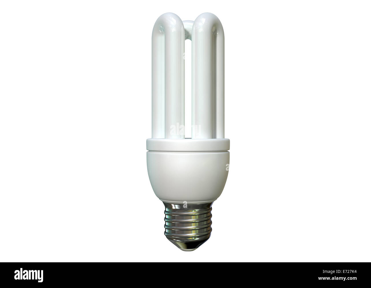 A regular fluorescent light bulb on an isolated white background Stock ...