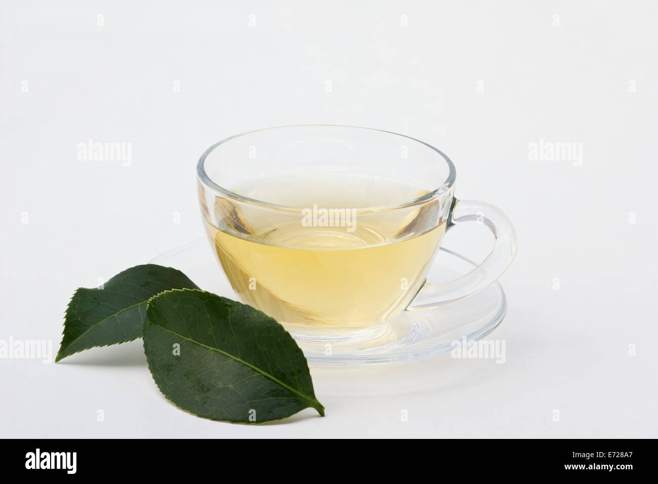 Green tea in a glass cup on white background Stock Photo - Alamy