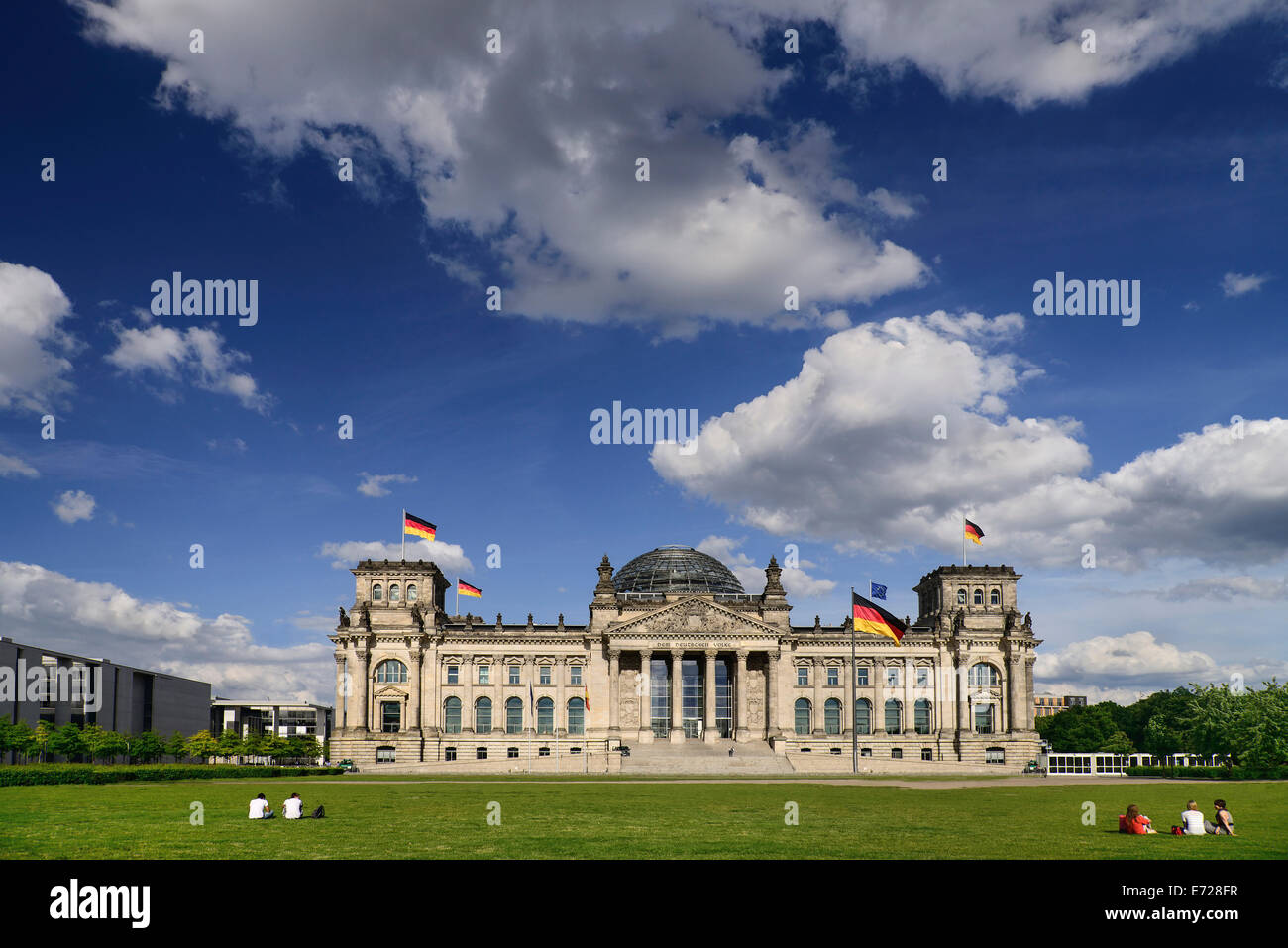 Germany, Berlin, Exterior front view of the Reichstag building which is ...