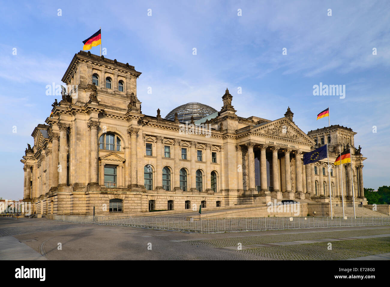 Germany, Berlin, Exterior front view of the Reichstag building which is ...