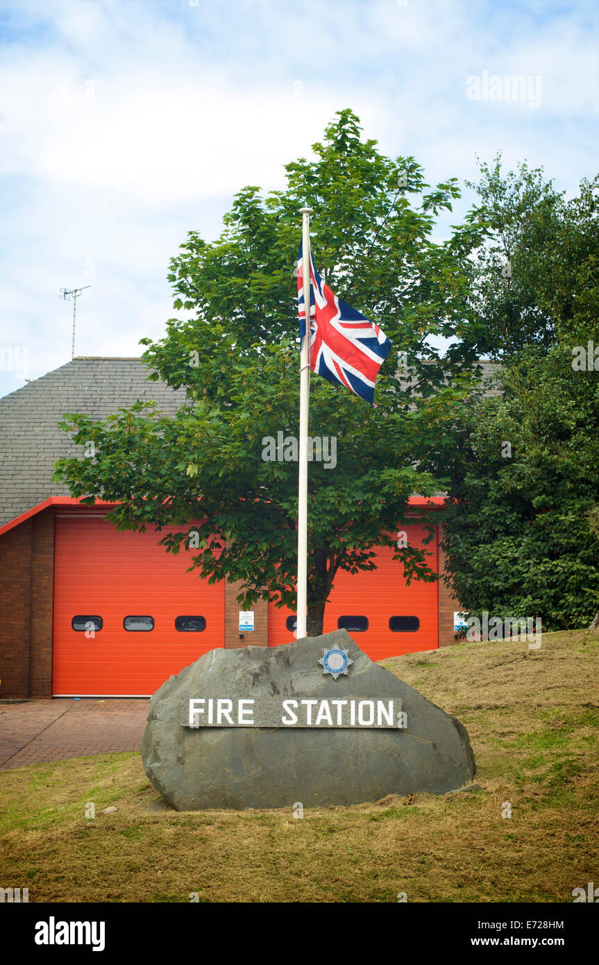 Fire station flying union jack Stock Photo - Alamy