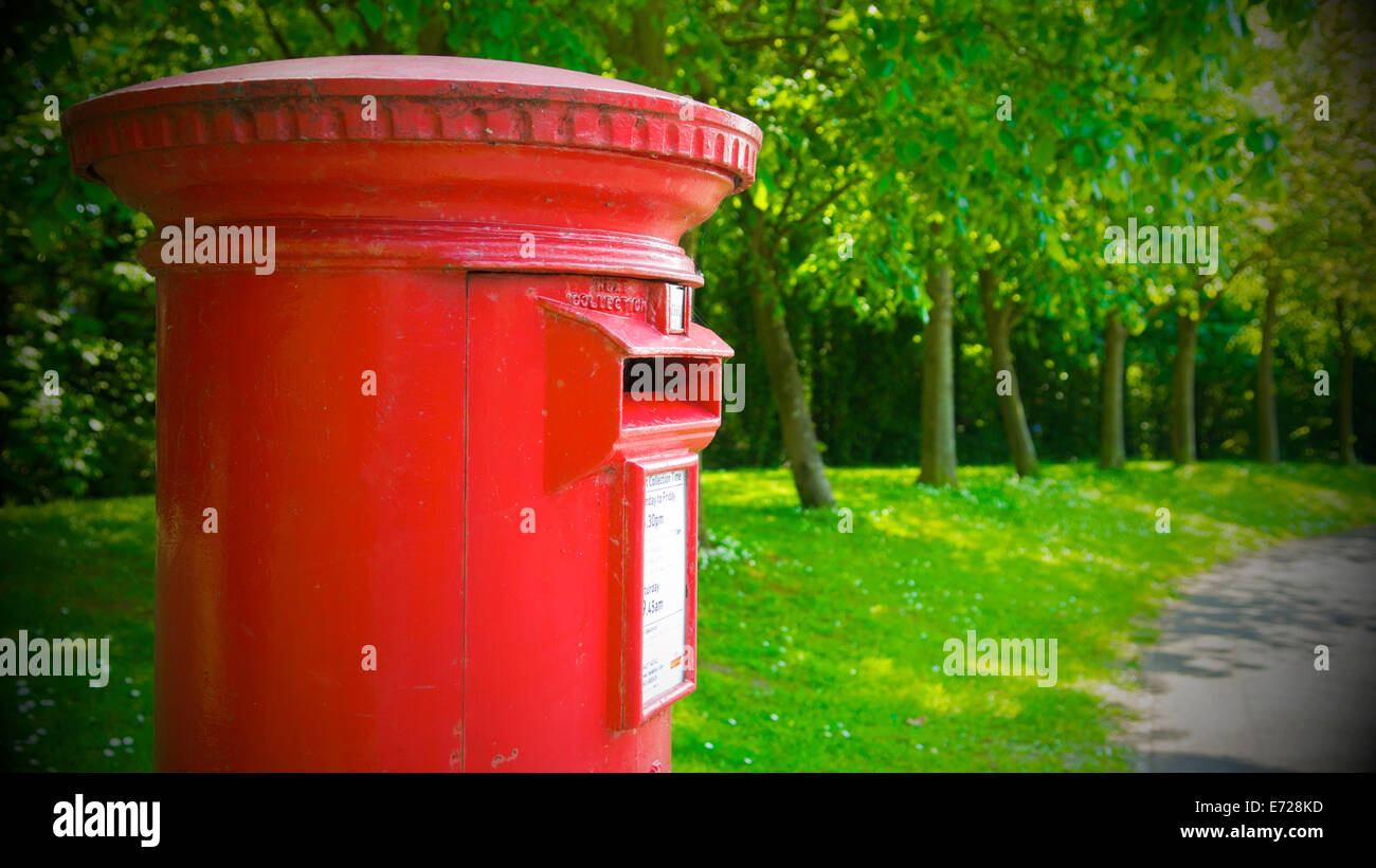 Red mail box next to avenue of trees in rural England Stock Photo - Alamy
