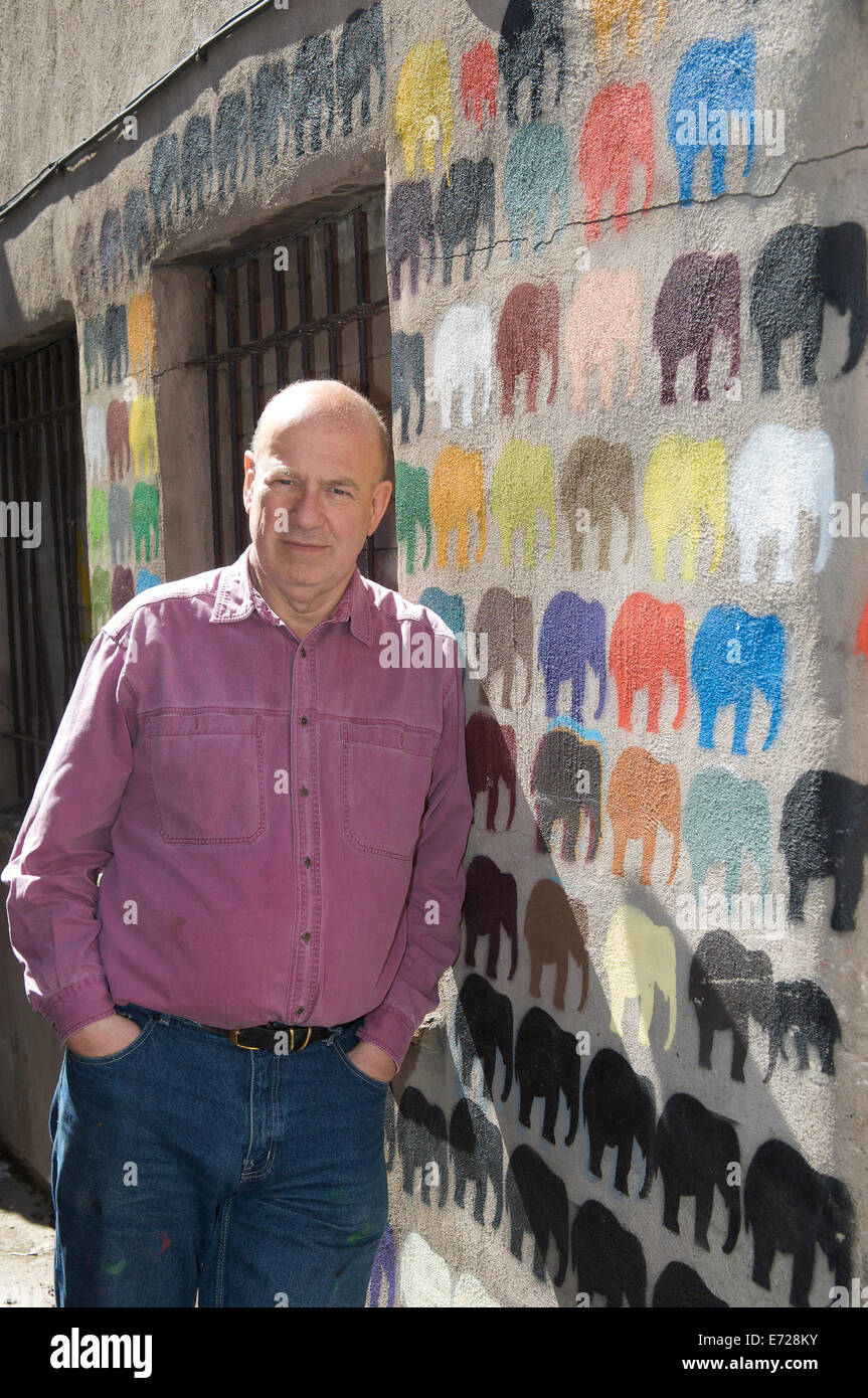 Blackpool based screen printer and street artist Robin Ross with ...