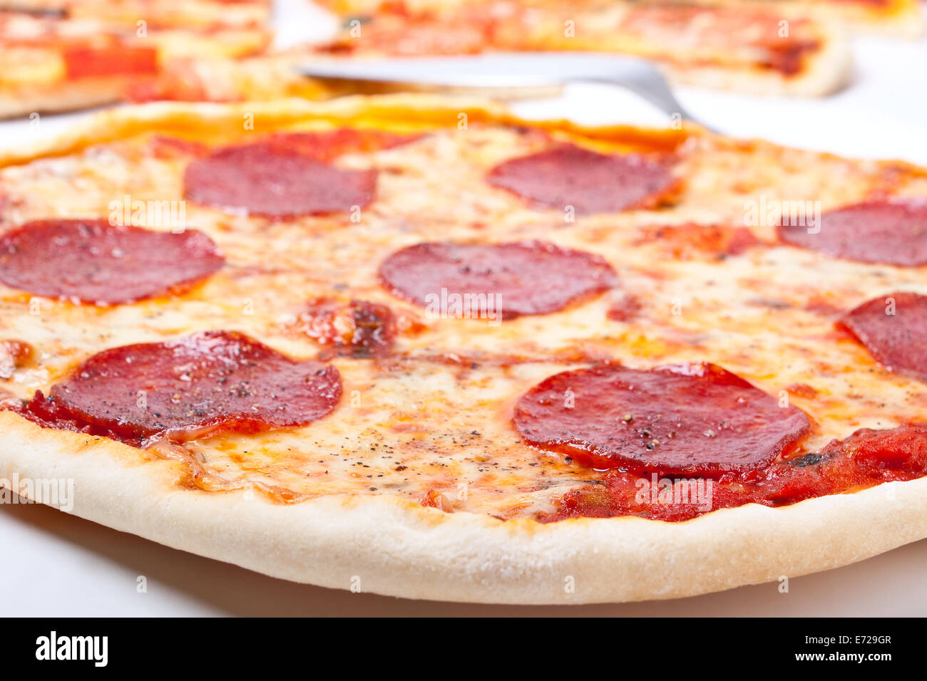 Pepperoni Pizza close-up Stock Photo - Alamy