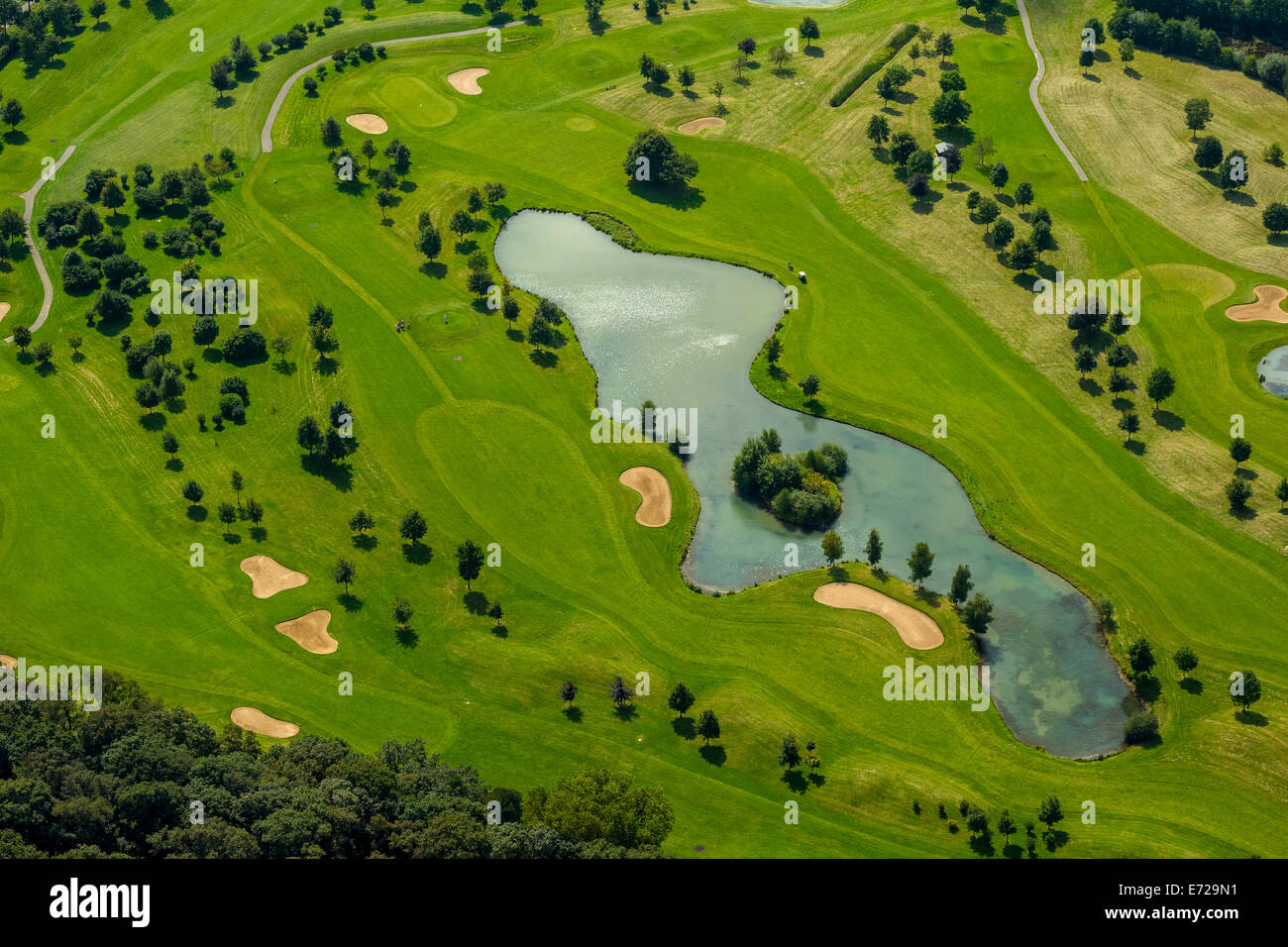 Aerial view, golf course or golf club at Kamp Abbey, Kamp-Lintfort ...