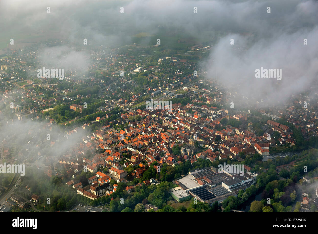 Aerial, view of the old town, Warendorf, North Rhine-Westphalia ...