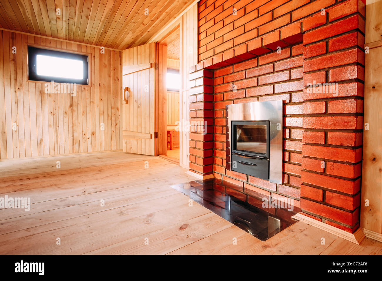 Interior Of The Sauna - Window, Fireplace, Nobody Stock Photo - Alamy