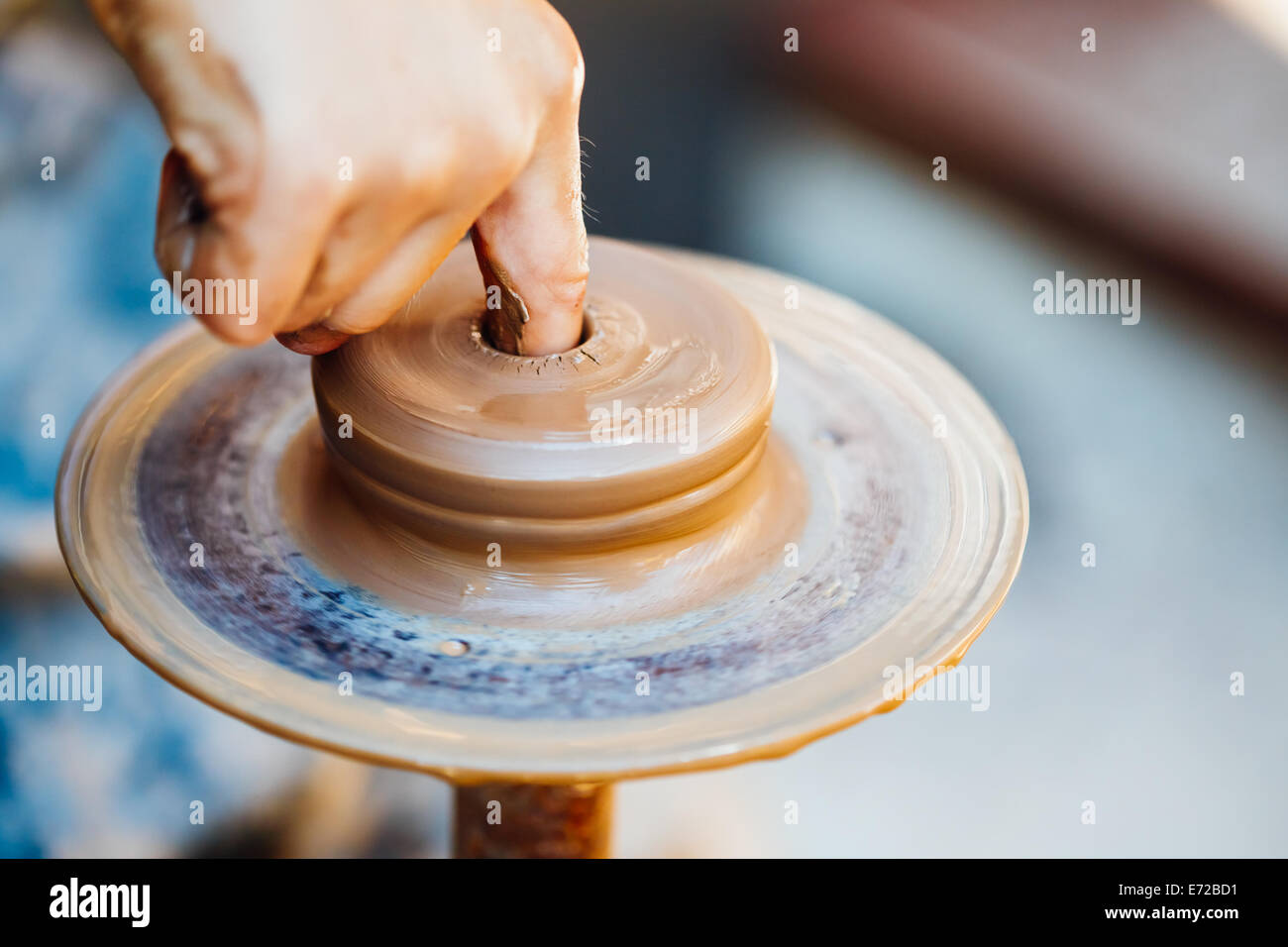 Pottery craft wheel ceramic clay potter human hand Stock Photo - Alamy