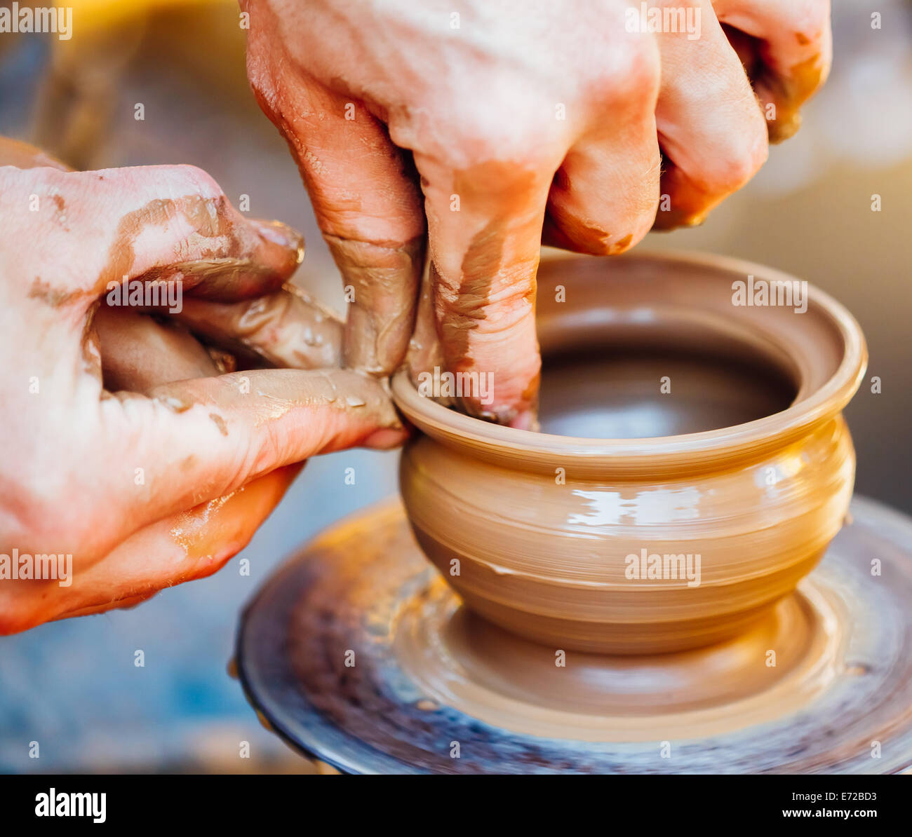 Pottery craft wheel ceramic clay potter human hand Stock Photo - Alamy