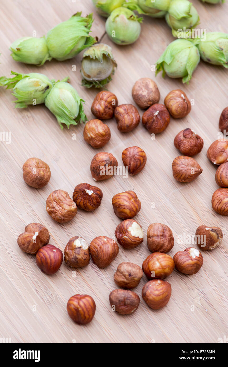 Hazelnuts / Cobnuts on wood Stock Photo - Alamy