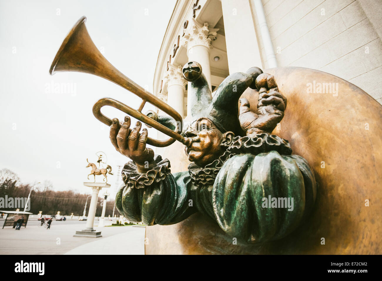 Sculpture Clown Acrobat With Pipes In The Belarusian Minsk Circus Stock ...