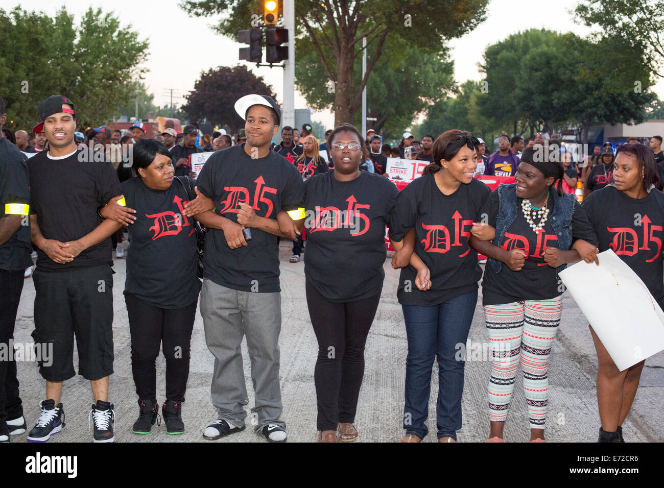 Detroit, Michigan, US. Fast food workers and supporters picketed a ...