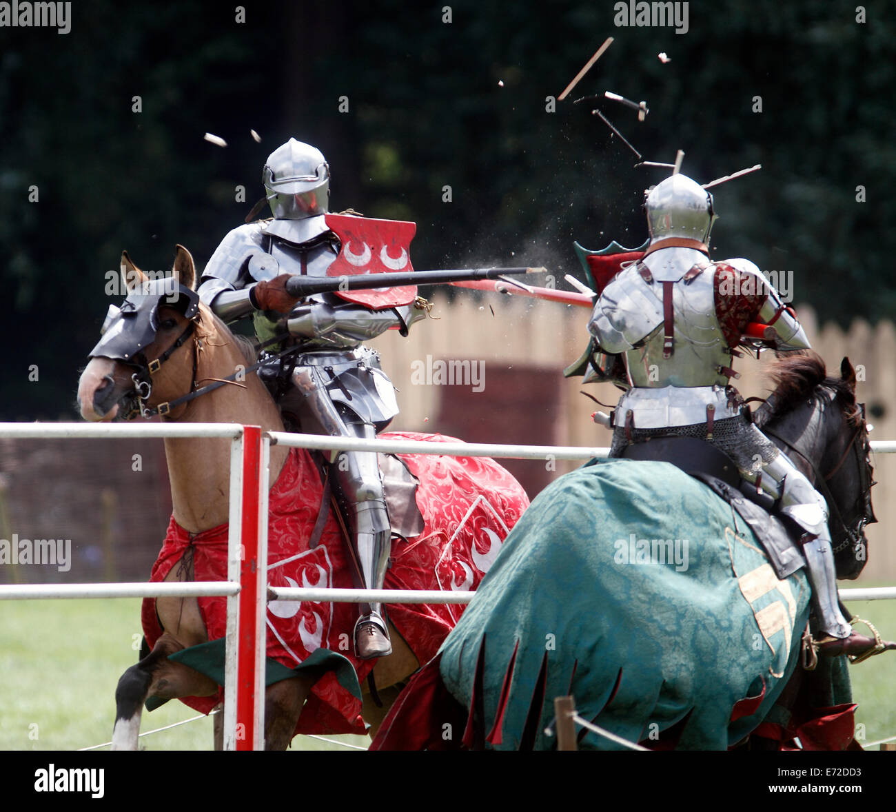 Lances breaking on the joust History Live - Kelmarsh Hall Northampton ...
