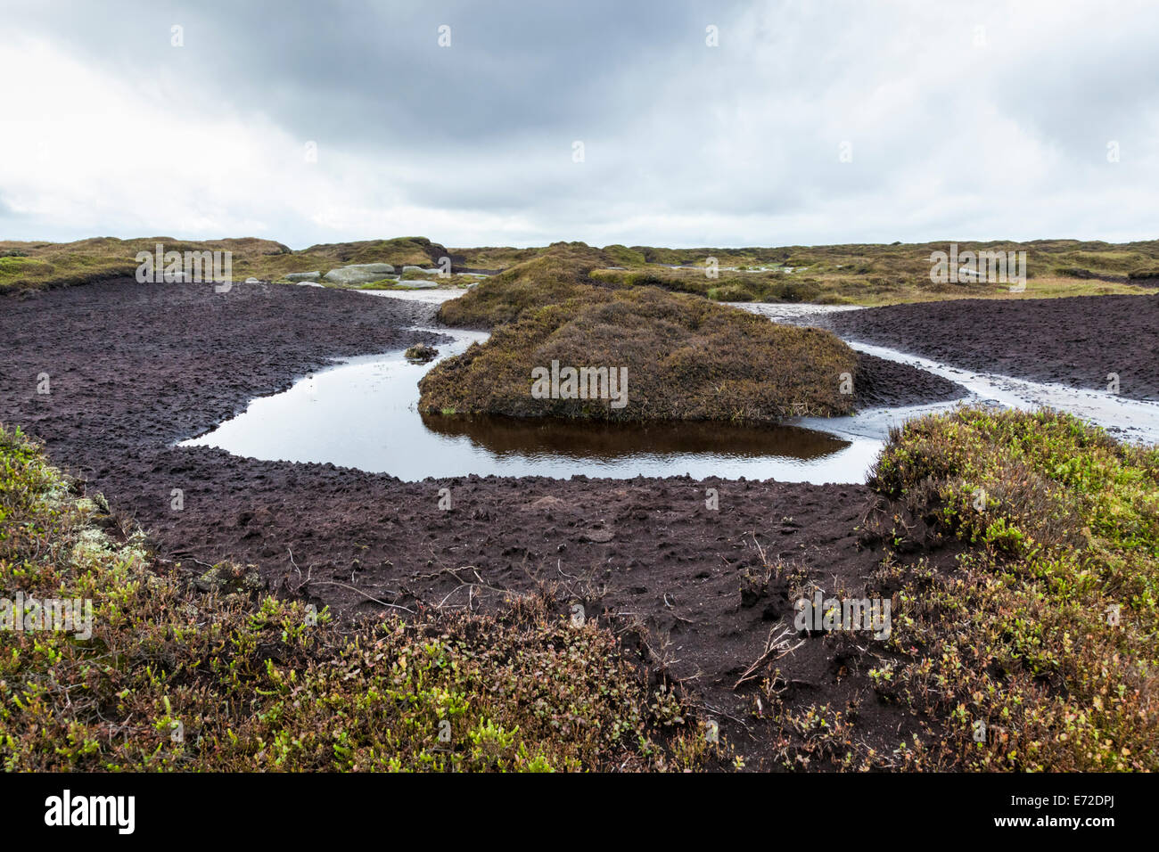 Peat bog moorland or peatland with a loss of vegetation resulting in ...