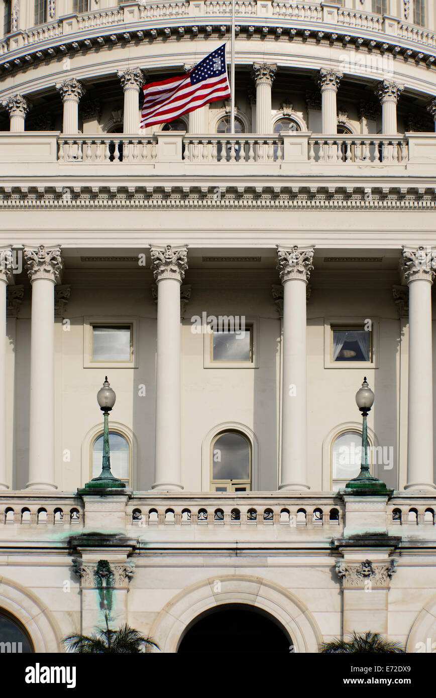 USA, Washington DC, Capitol Building Section of the buildings dome with ...