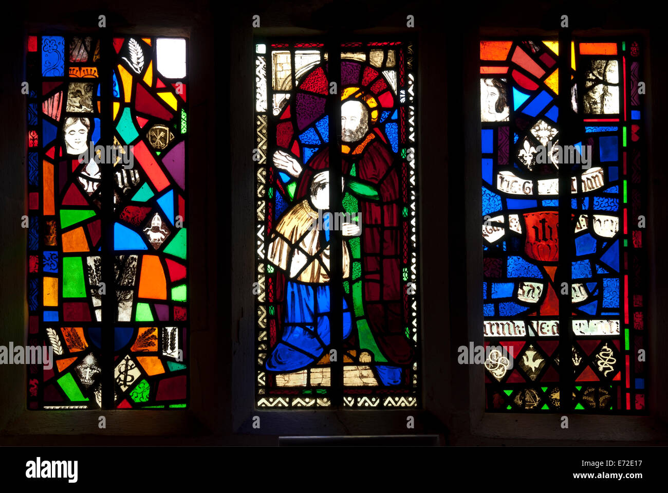 Stained glass, St. Mary`s Church, Chastleton, Oxfordshire, England, UK ...