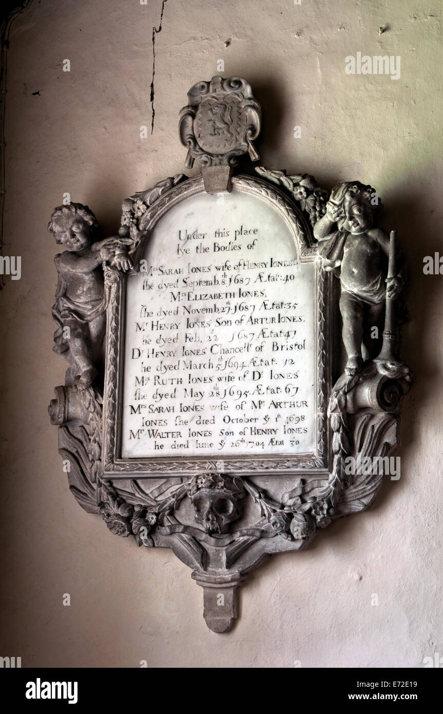 17th century Jones family memorial plaque, St. Mary`s Church ...