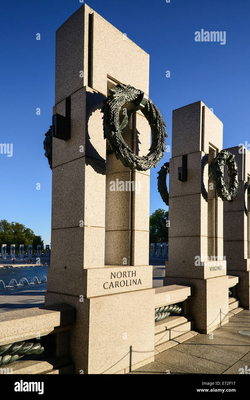 USA, Washington DC, National Mall National World War 2 Memorial Two of ...