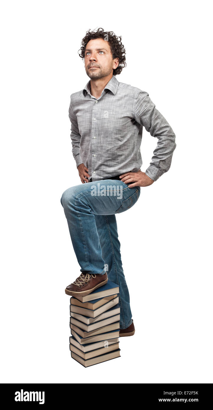 man with book isolated on white background Stock Photo - Alamy