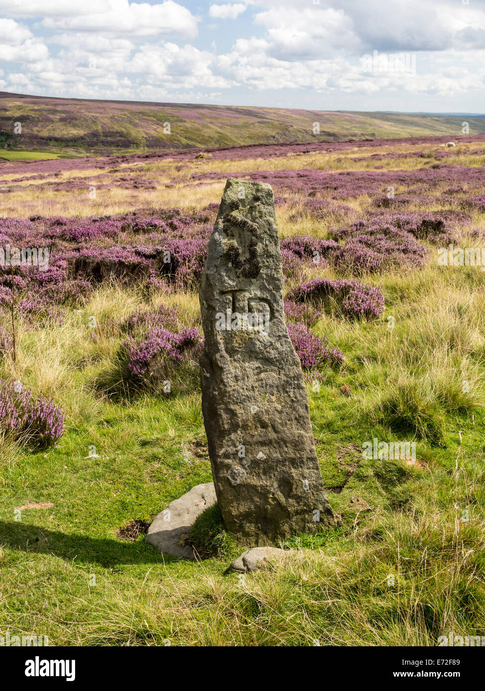 Milestone on Blakey Ridge North York Moors National Park UK Stock Photo ...