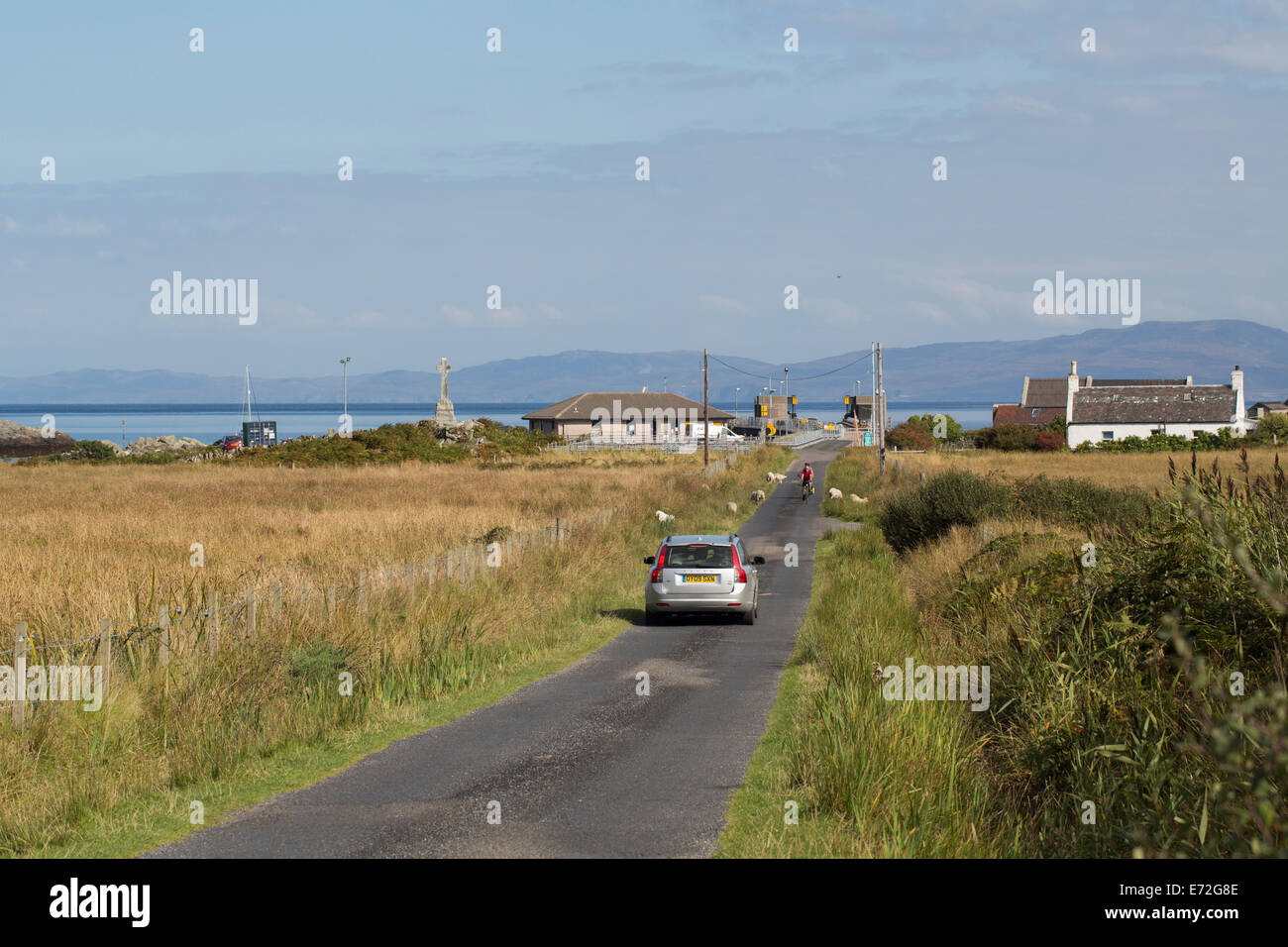 The road leading down to the pier at Scalasaig on the isle of Colonsay ...