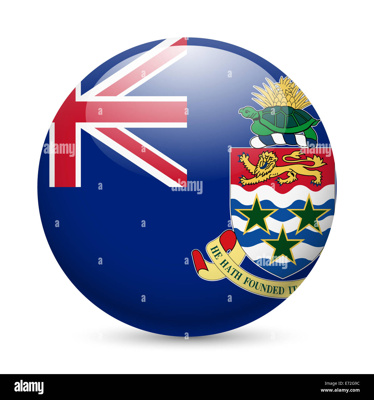 Flag of Cayman Islands as round glossy icon. Button with flag design ...