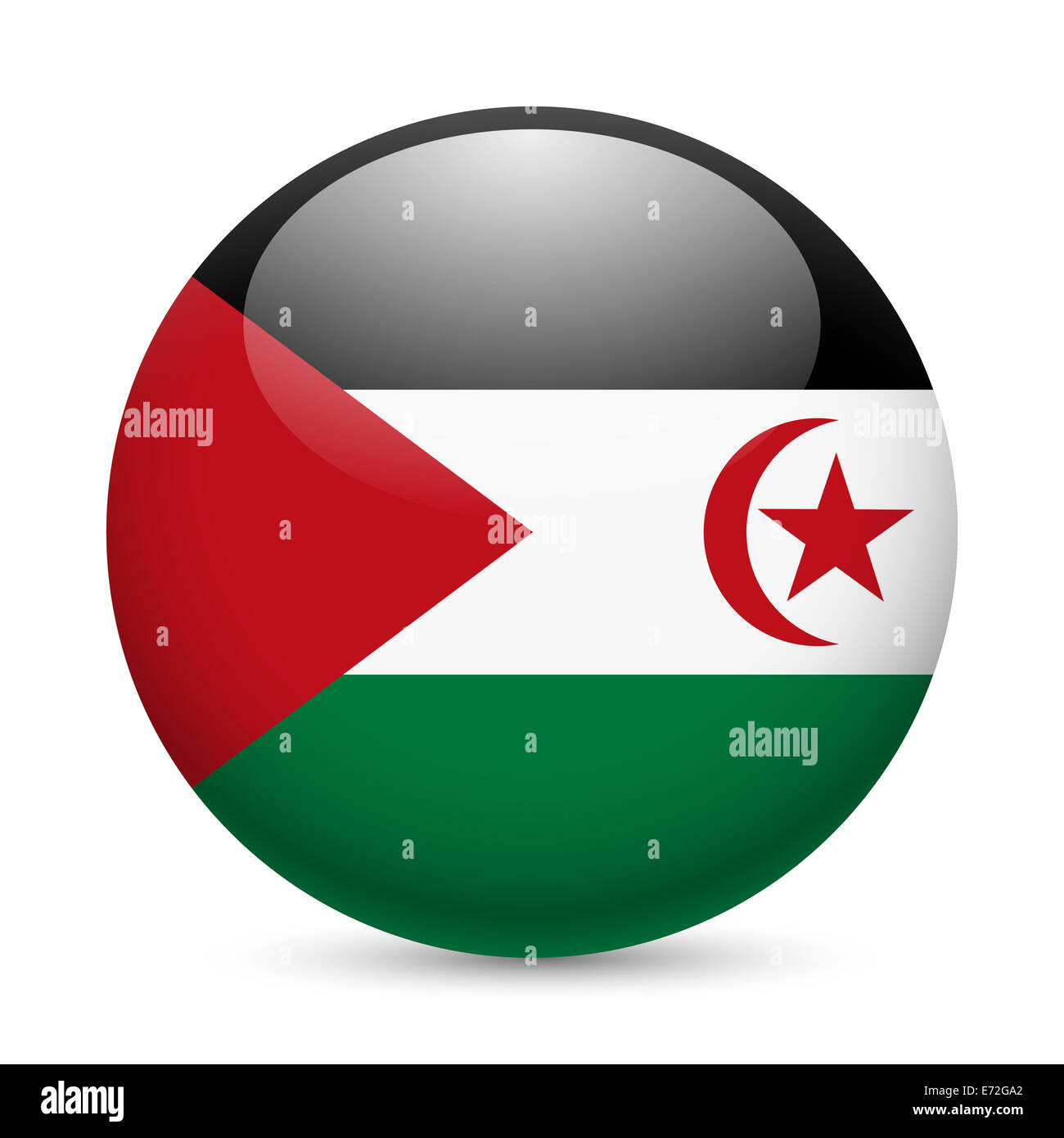 Flag of Sahrawi Arab Democratic Republic as round glossy icon. Button ...