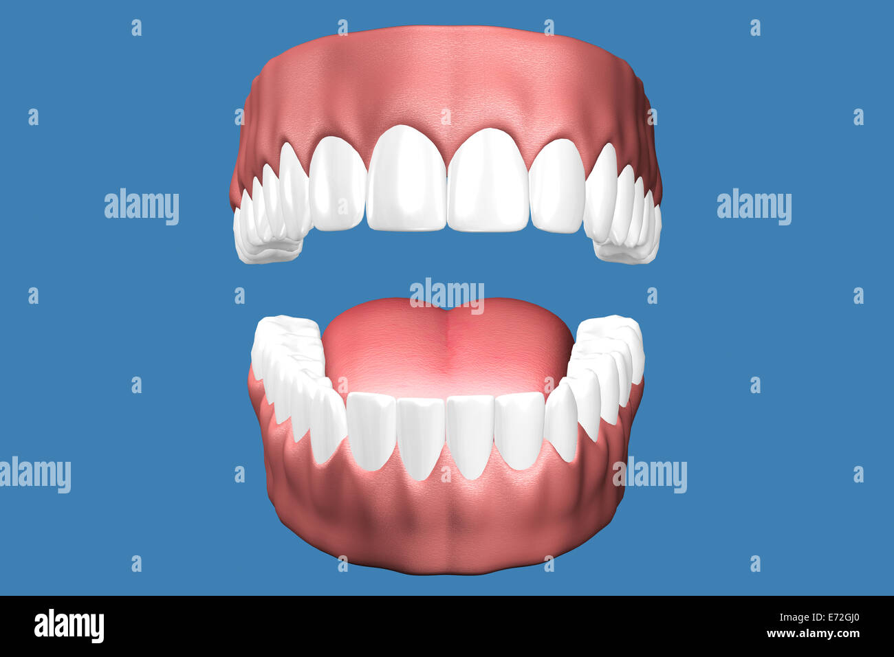 3D teeth close up on blue background Stock Photo - Alamy