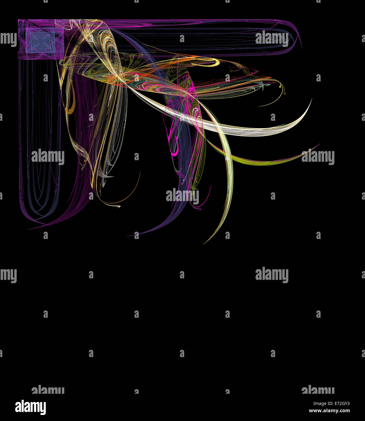 Multi-colored fractal corner design with black copy space, and designs ...