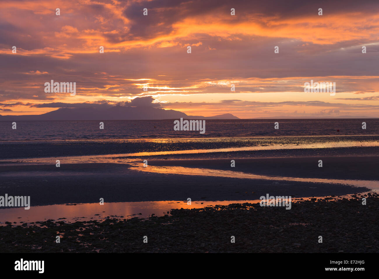 The view from Prestwick promenade as the sun sets behind the Isle of ...