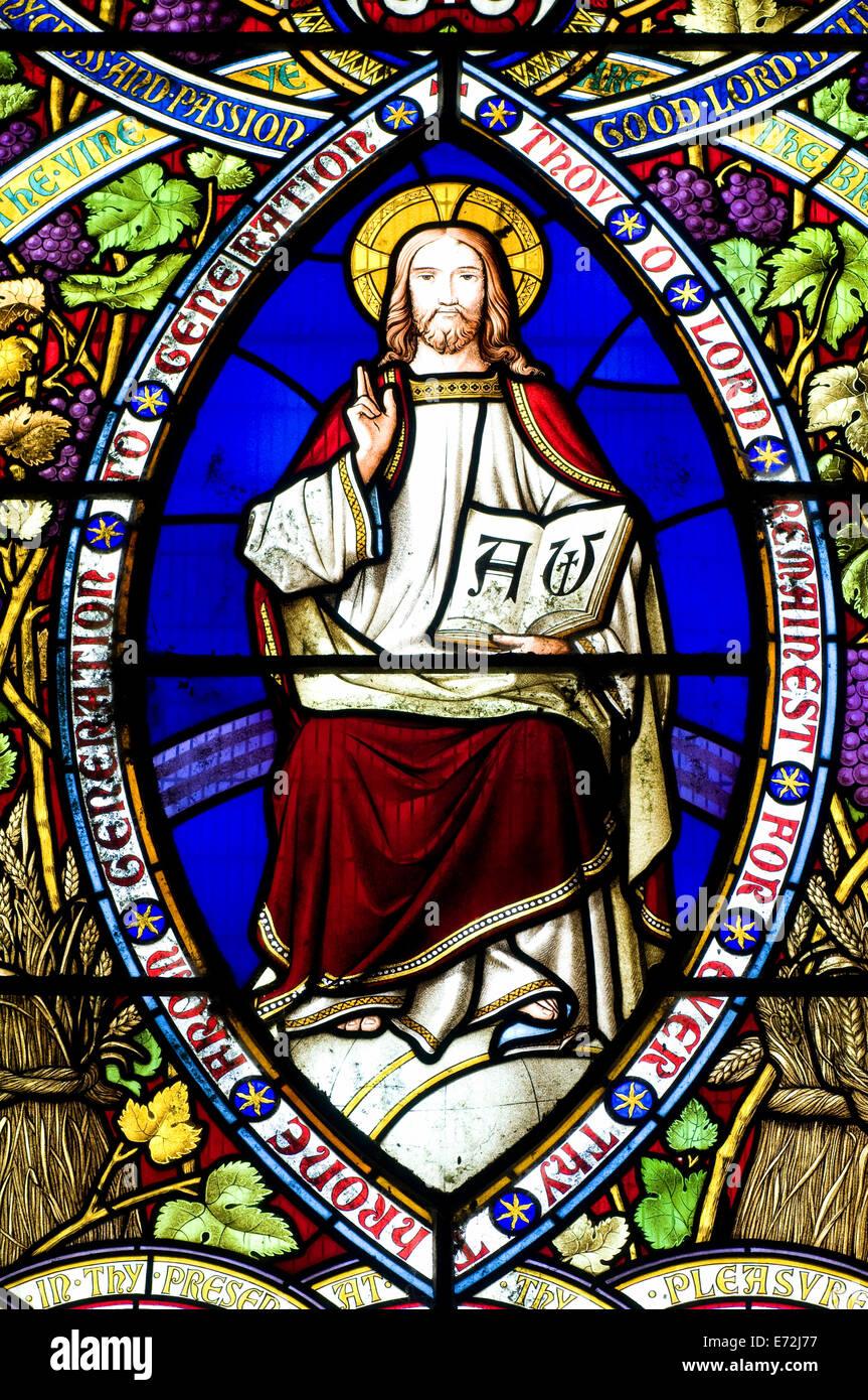 Christian Religious art stained glass Stock Photo - Alamy