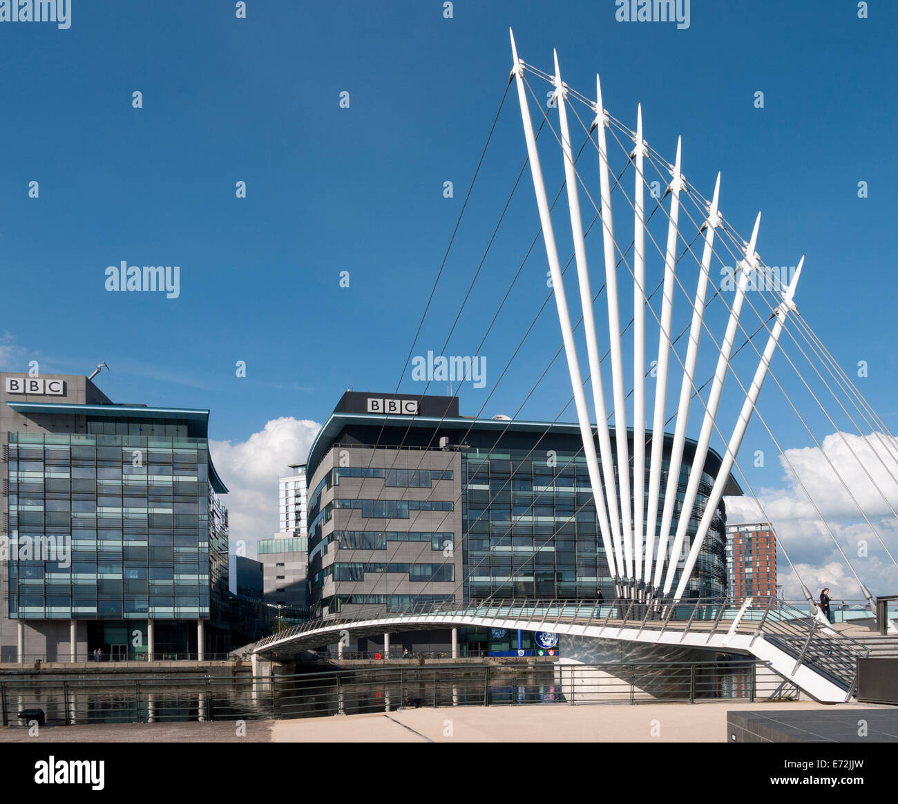 The MediaCityUK footbridge and BBC studio buildings, MediaCityUK ...