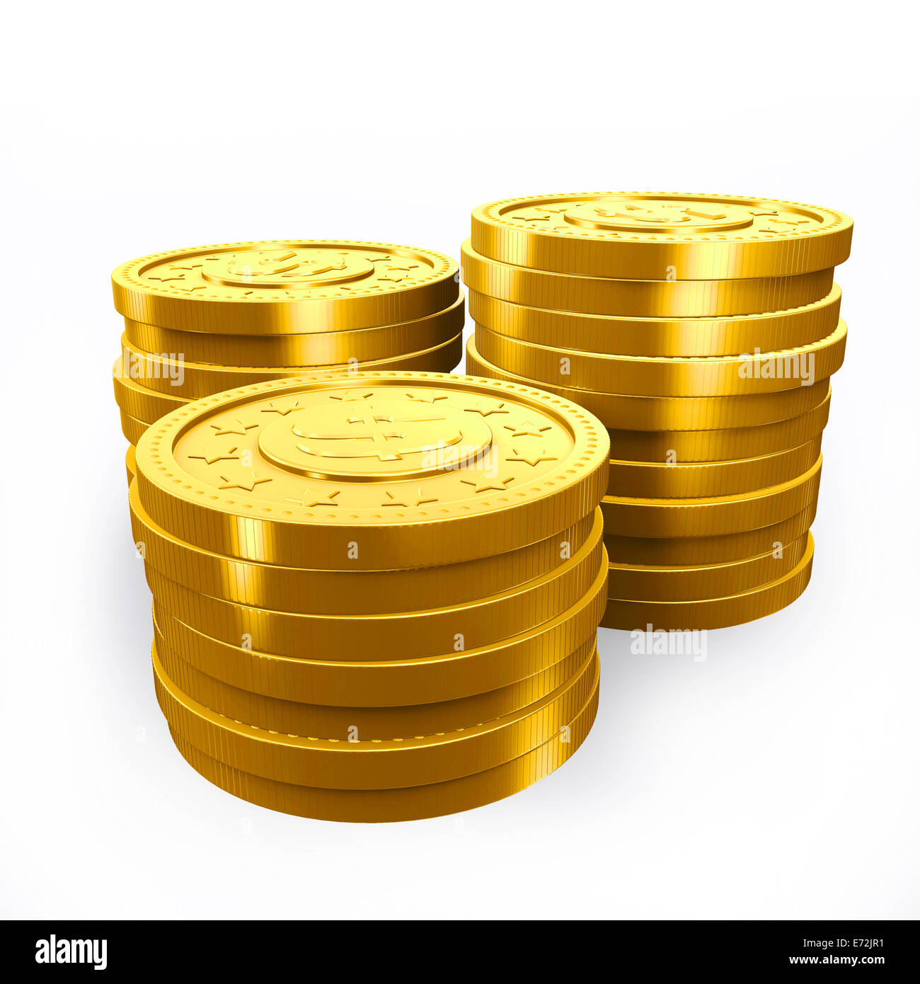 Stack of golden coins isolated on white background Stock Photo - Alamy