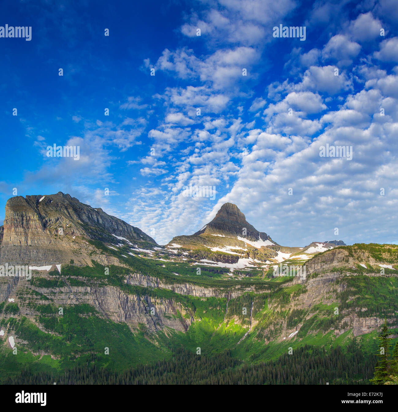 Heavy Runner and Reynolds Mountain in morning light in Glacier National ...