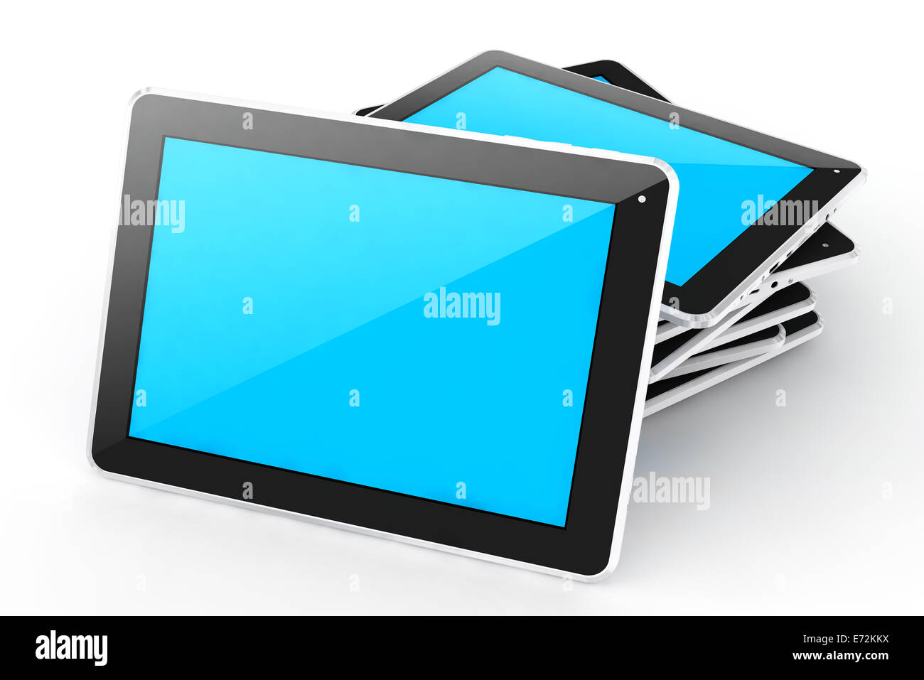 Digital devices tablet stack on white background Stock Photo - Alamy