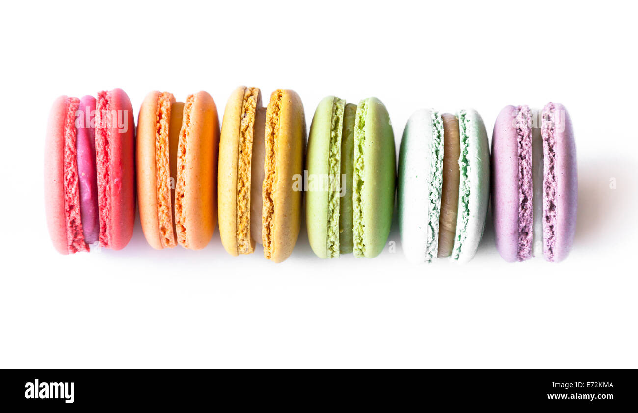 Colorful French macaron cookies isolated on white background Stock ...