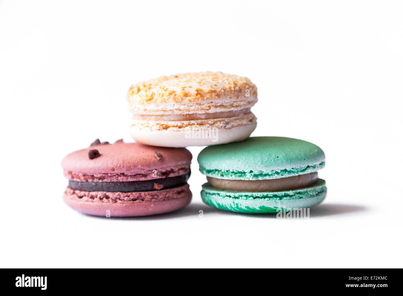 Three stacked French macaron cookies Stock Photo - Alamy