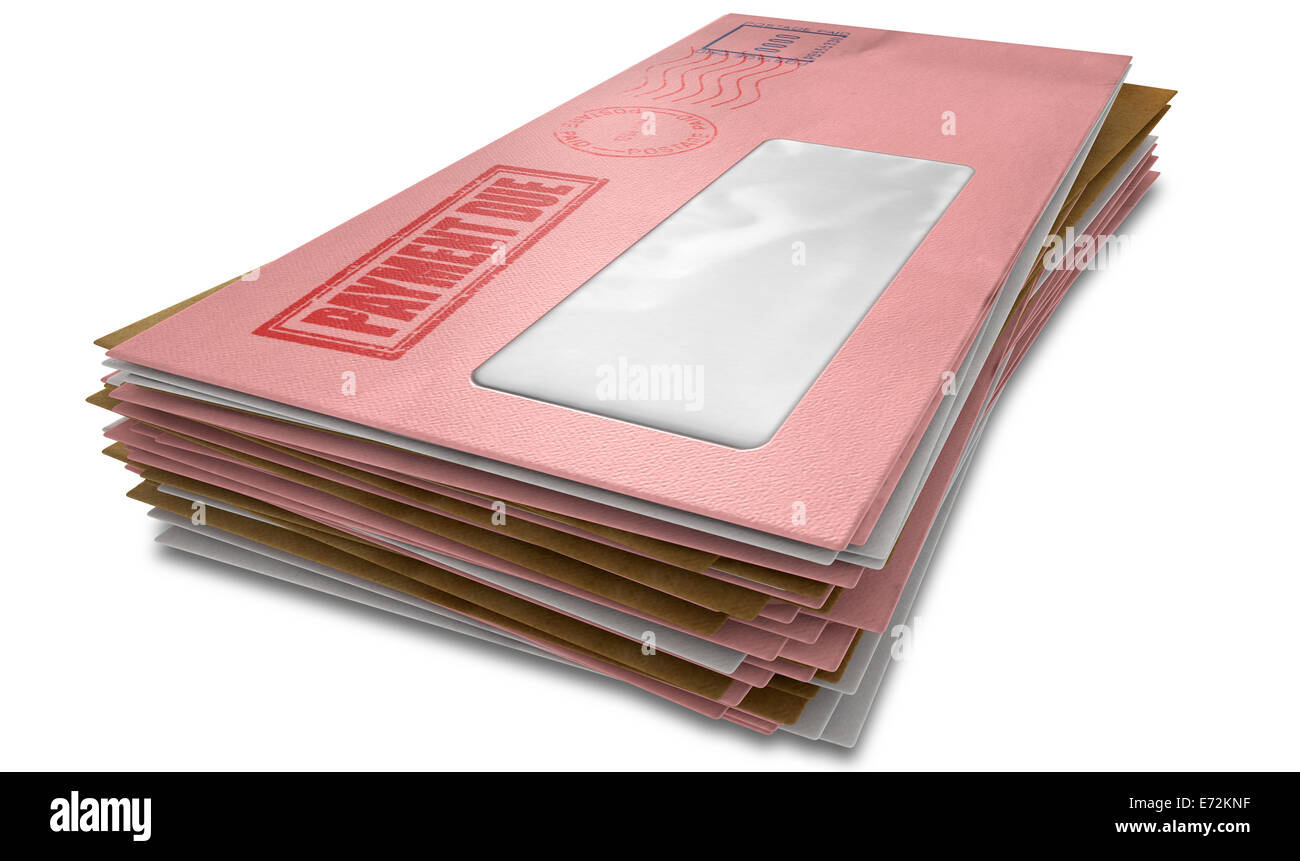 A stack of regular envelopes with delivery stamps and a clear window ...