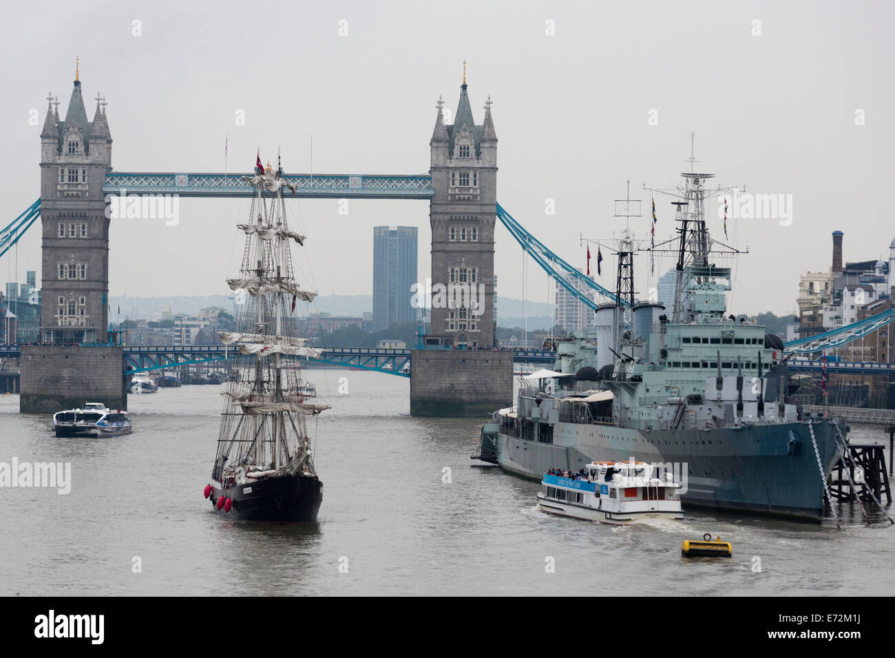 London, UK. 4 September 2014. Pictured: Tall Ship "Mercedes", a 49.9m ...