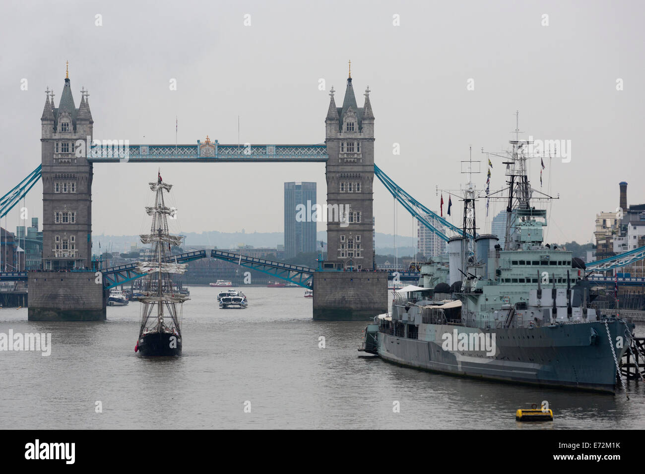 London, UK. 4 September 2014. Pictured: Tall Ship "Mercedes", a 49.9m ...