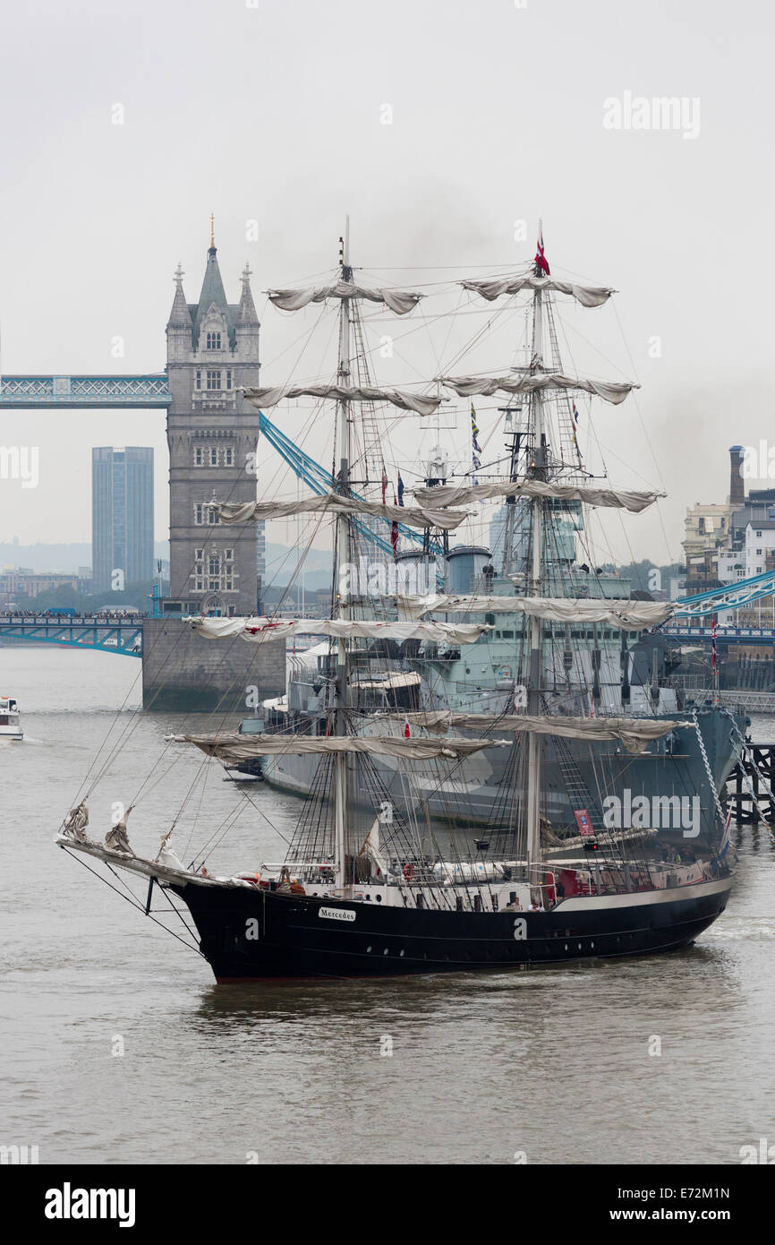 London, UK. 4 September 2014. Pictured: Tall Ship "Mercedes", a 49.9m ...